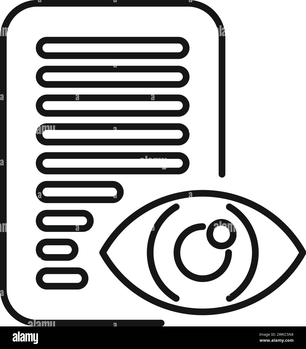 Eye check document icon outline vector. Scan signature. Approve voice ...