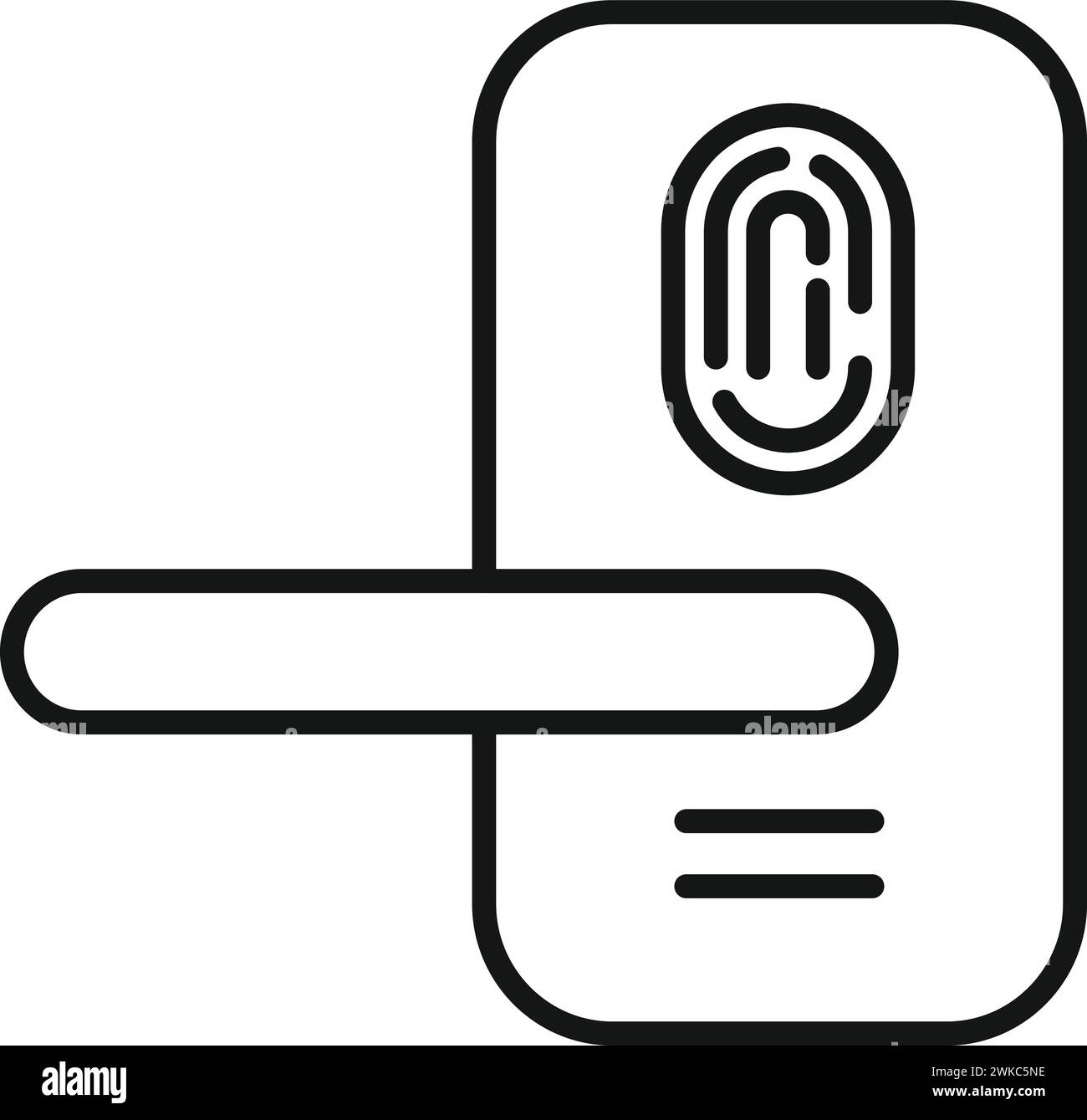 Fingerprint door lock icon outline vector. Access approve. Person hand ...