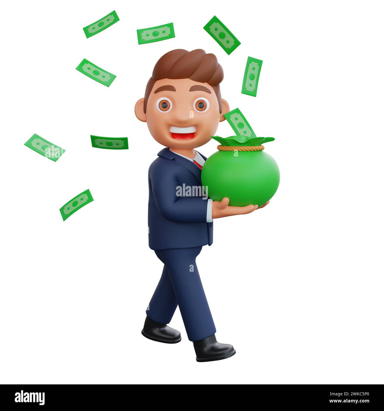 3d Illustration businessman character manager in different poses and ...