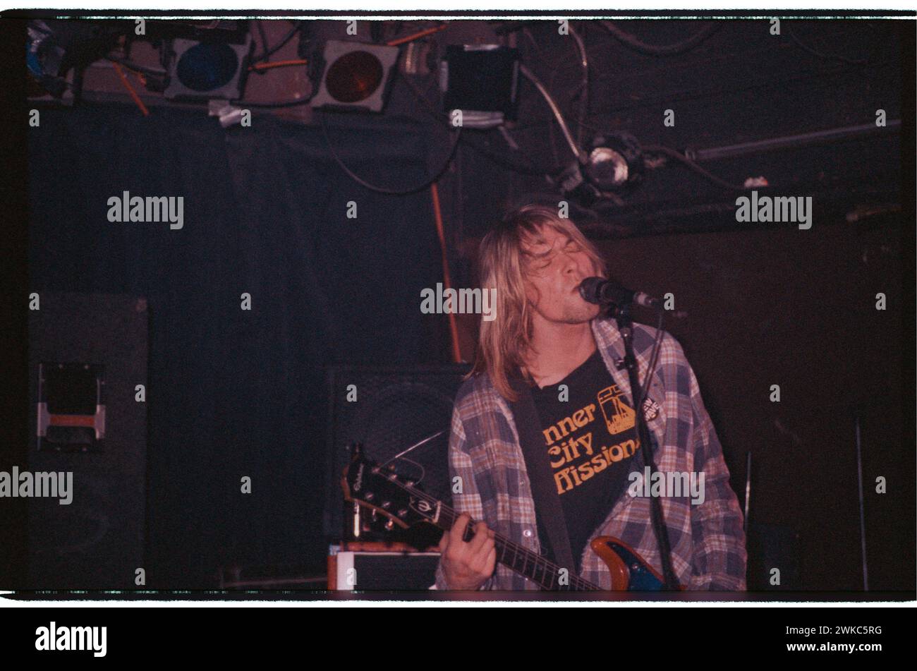 LONG BEACH, CA : Nirvana performing live on February 16, 1990 on their ...