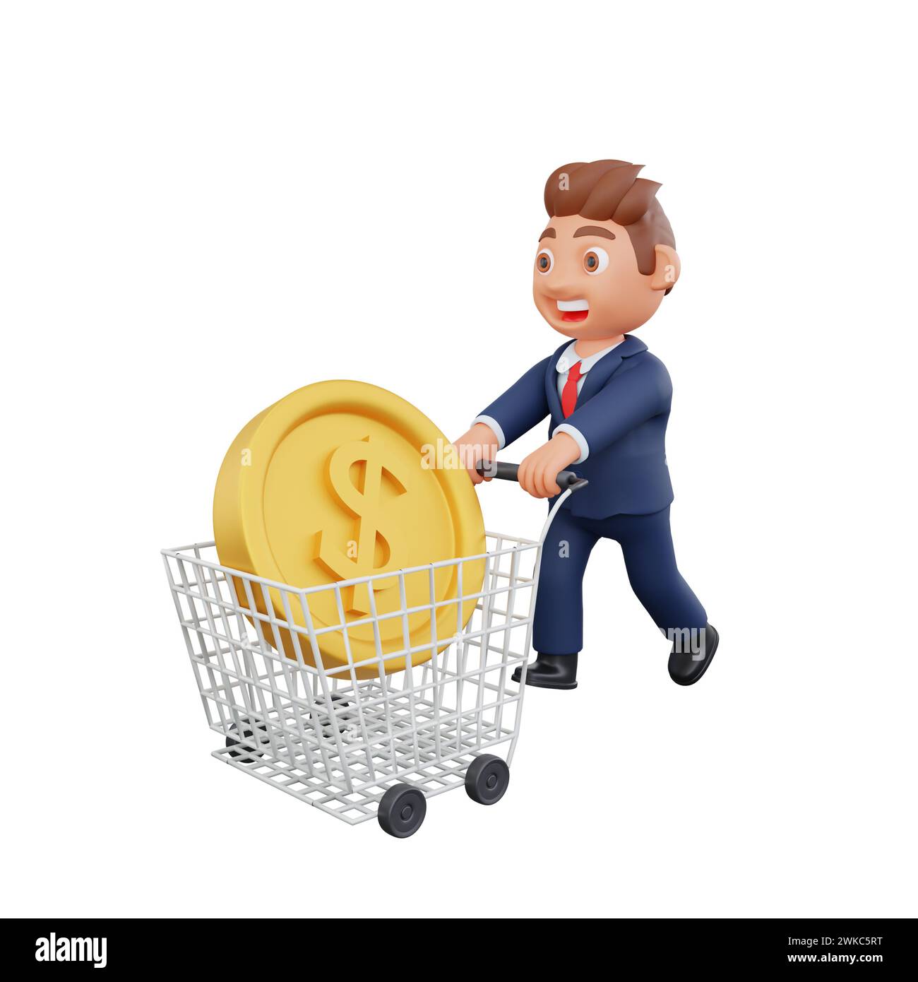 3d Illustration businessman character manager in different poses and ...