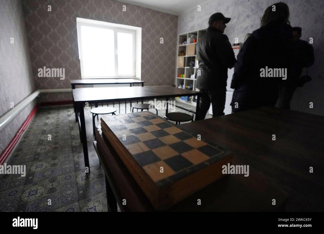 A photo shows a rest room at a prison camp where Russian soldiers ...