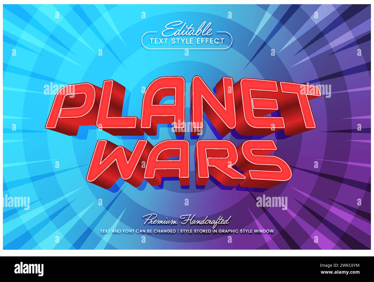 Editable vector text effect graphic style. Planet wars 3D vector ...