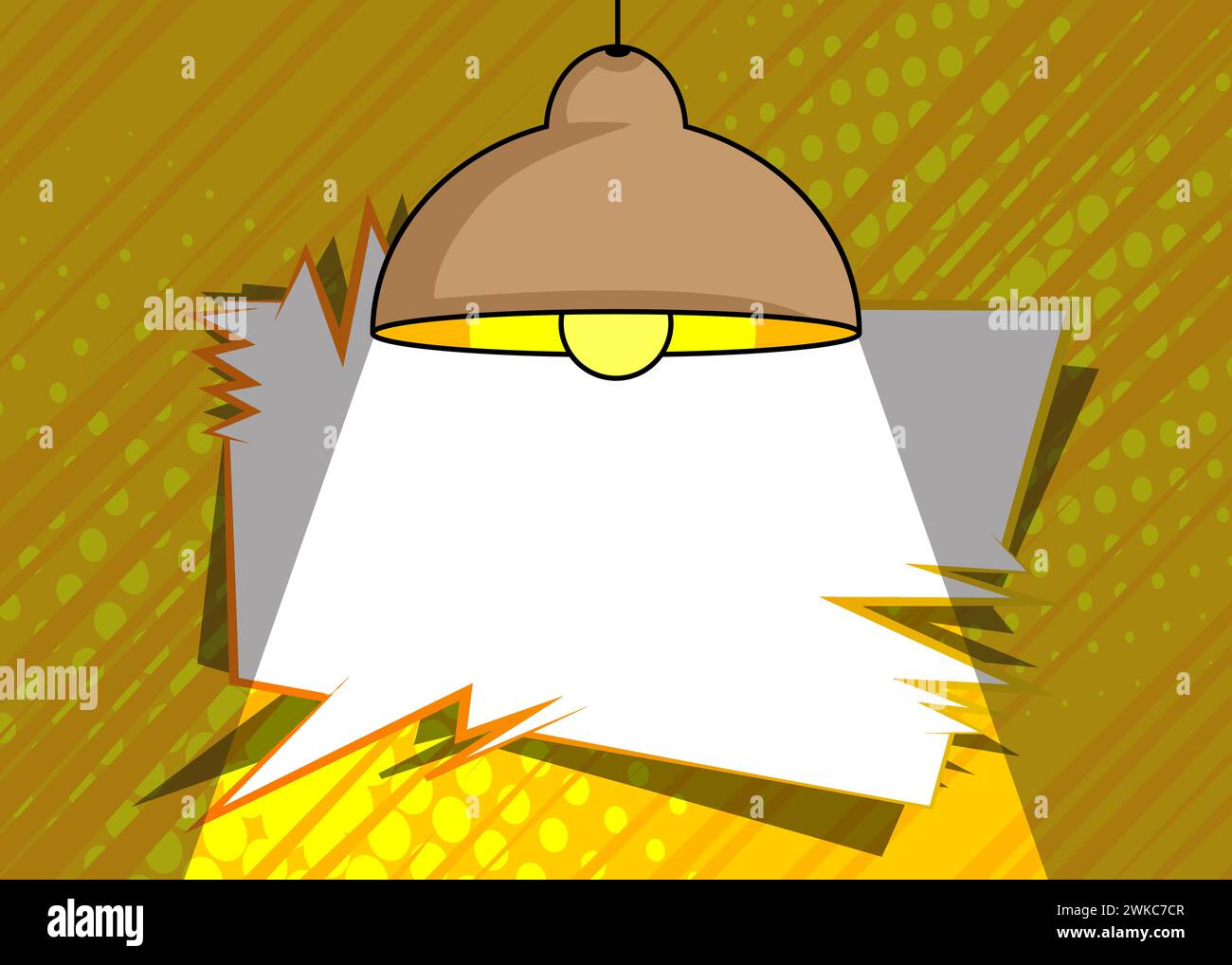 Cartoon pendant electric lamp with blank speech bubble, comic book ...