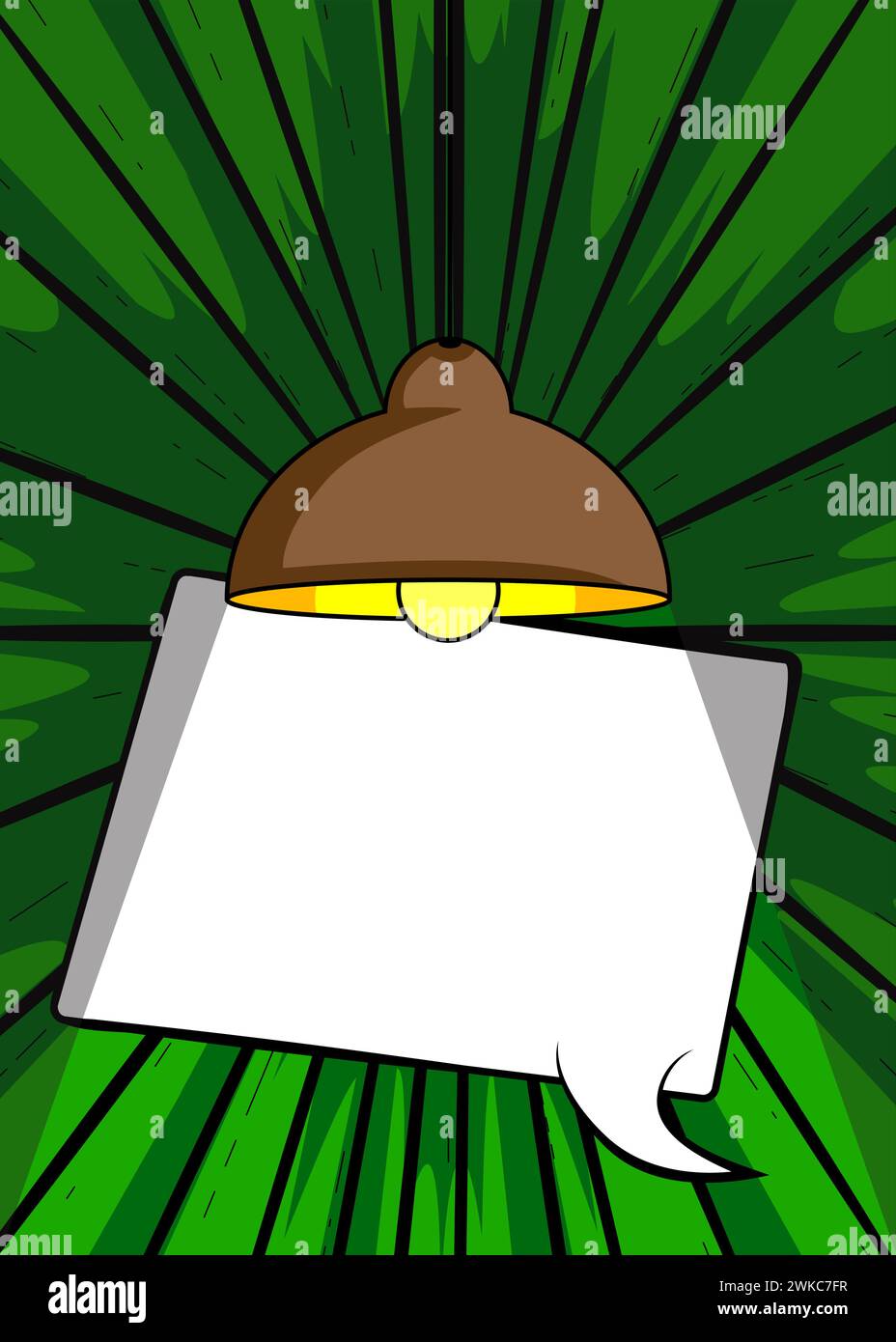 Cartoon pendant electric lamp with blank speech bubble, comic book ...