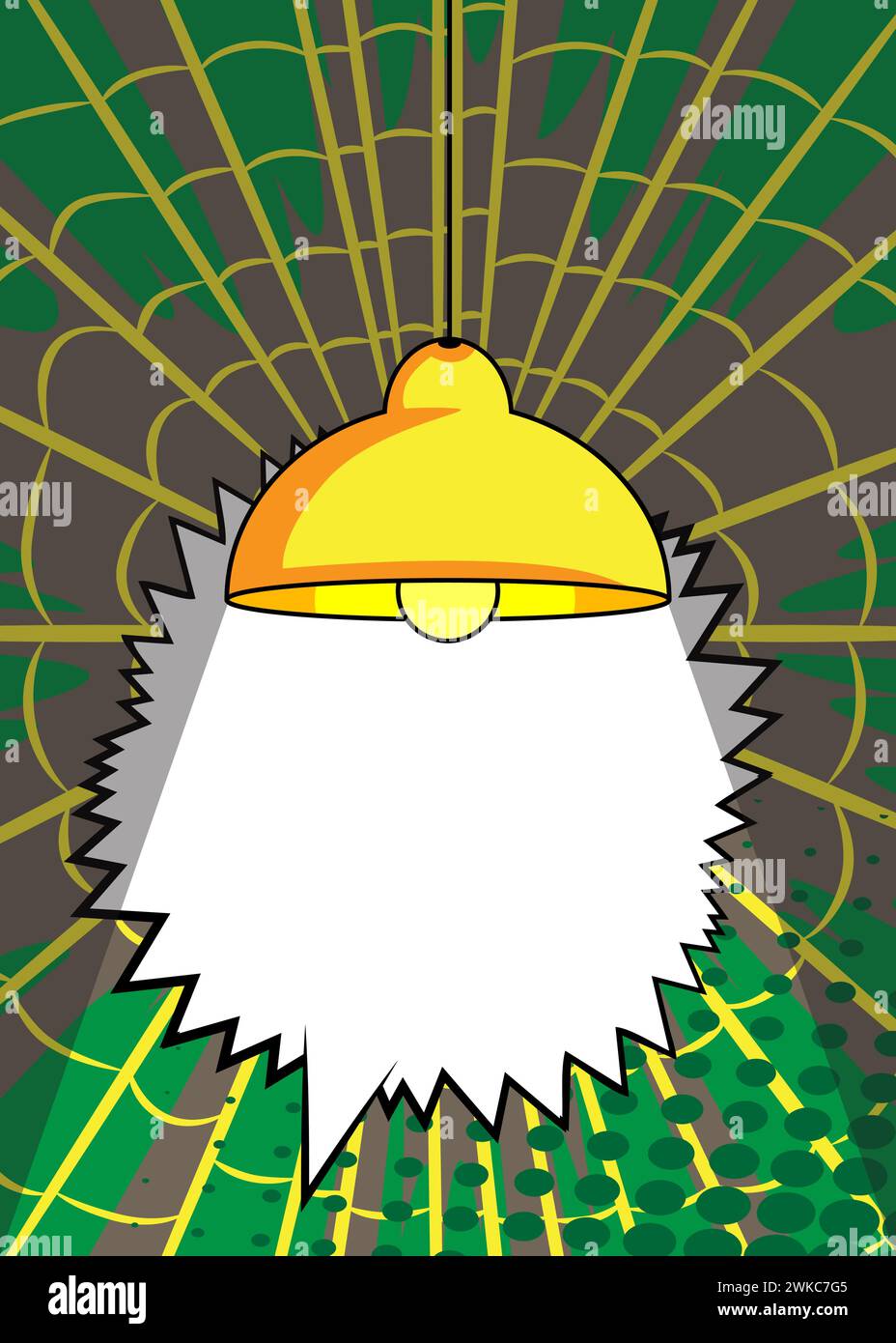 Cartoon pendant electric lamp with blank speech bubble, comic book ...