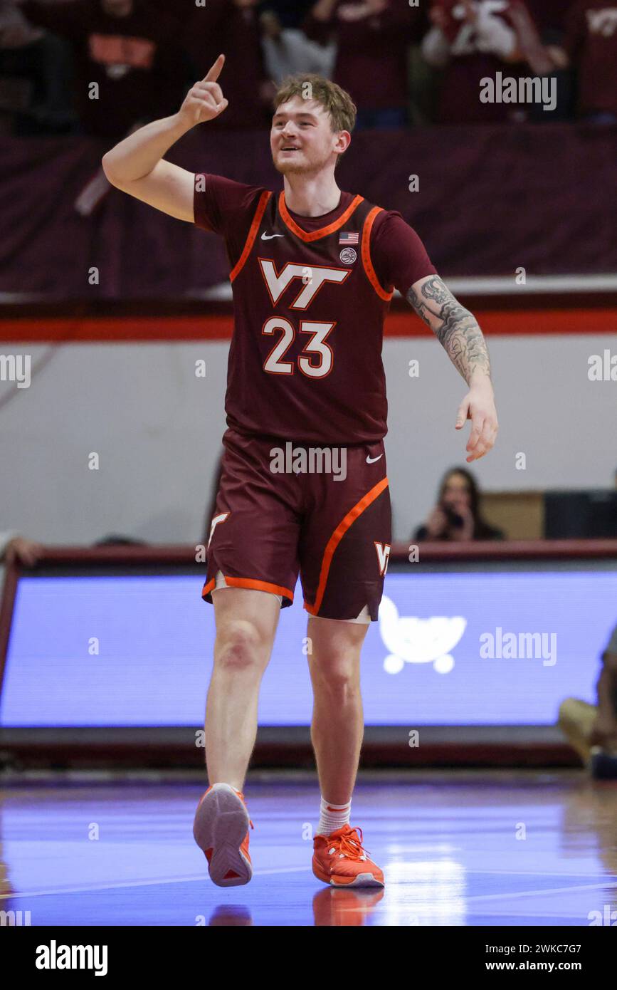 February 19, 2024: Virginia Tech Hokies guard Tyler Nickel (23 ...