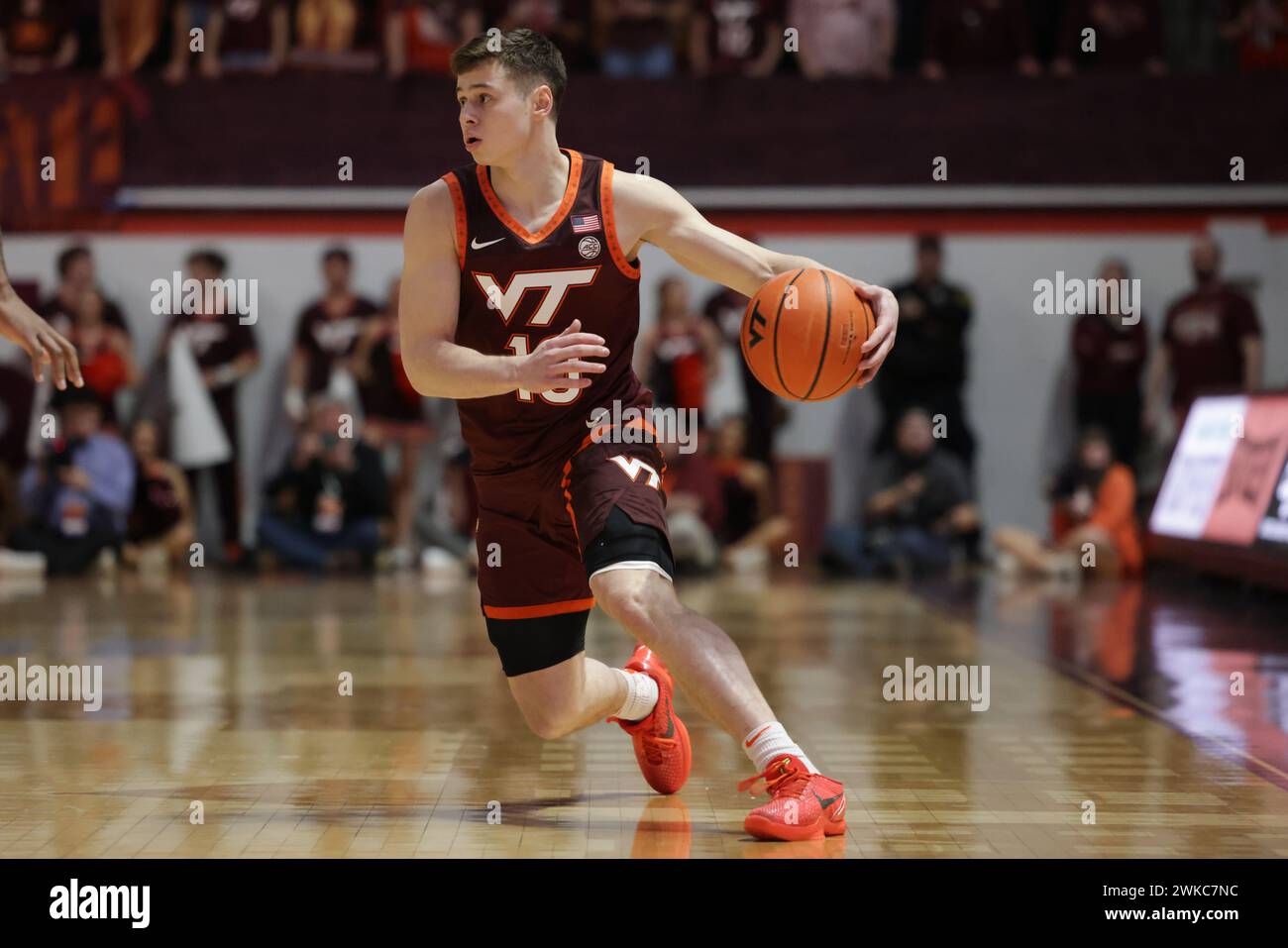 Blacksburg, Virginia, USA. 19th Feb, 2024. Virginia Tech Hokies guard ...