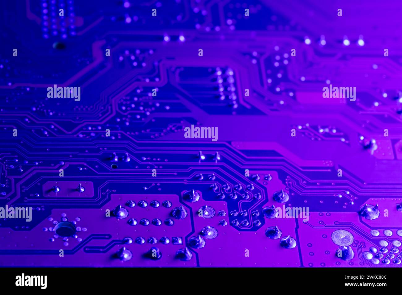 computer mainboard. electronic technology background. toned blue. macro ...