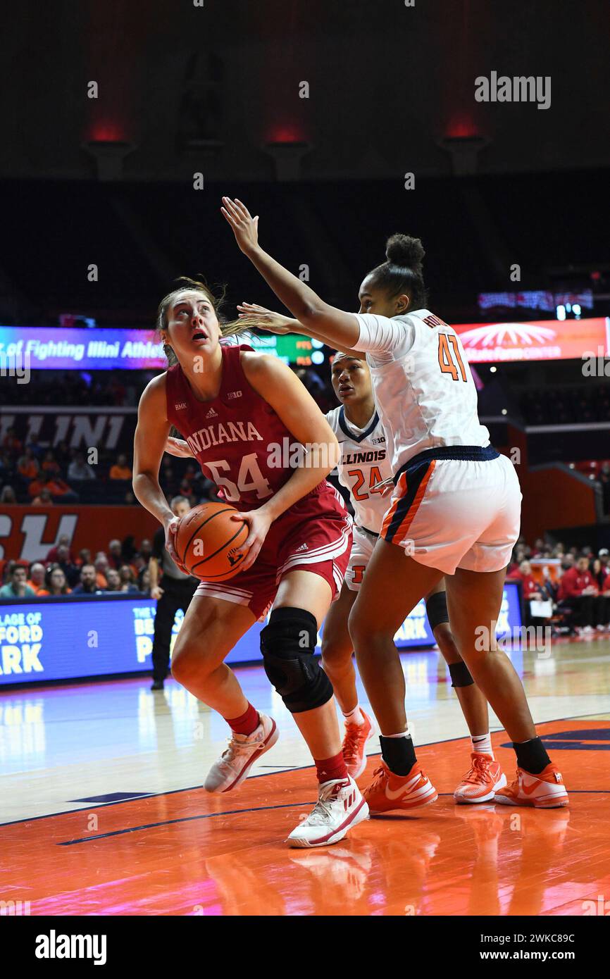 CHAMPAIGN, IL - FEBRUARY 19: Indiana Hoosiers Forward Mackenzie Holmes ...
