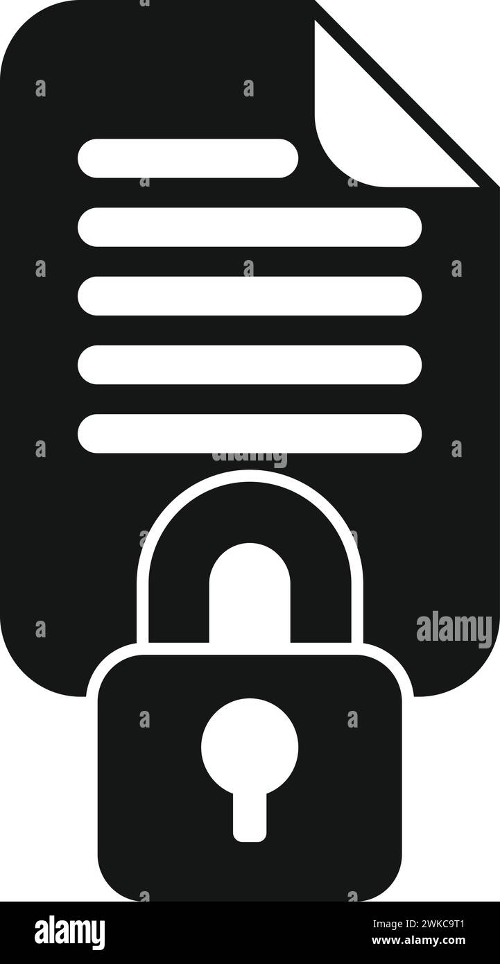 Secured locked document icon simple vector. Illegal protection. Alarm ...