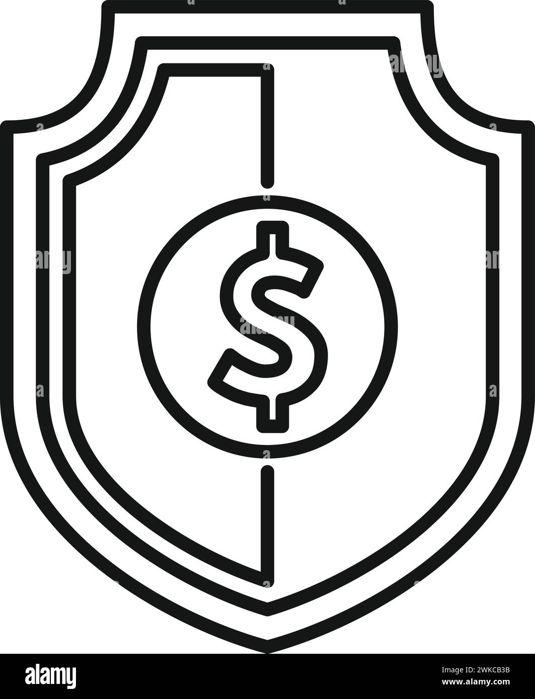 Secured money shield icon outline vector. Stop theft. Security ...