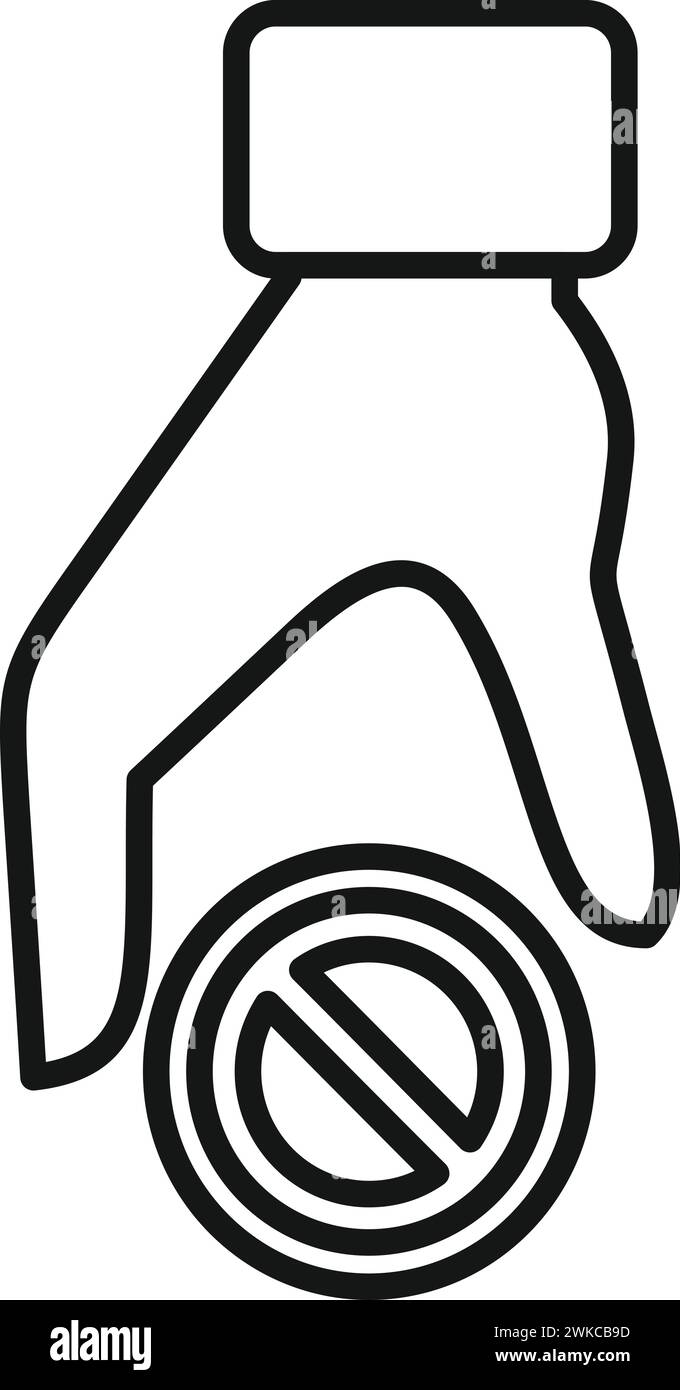 Hand stop theft icon outline vector. Secure robbery. Gesture illegal ...