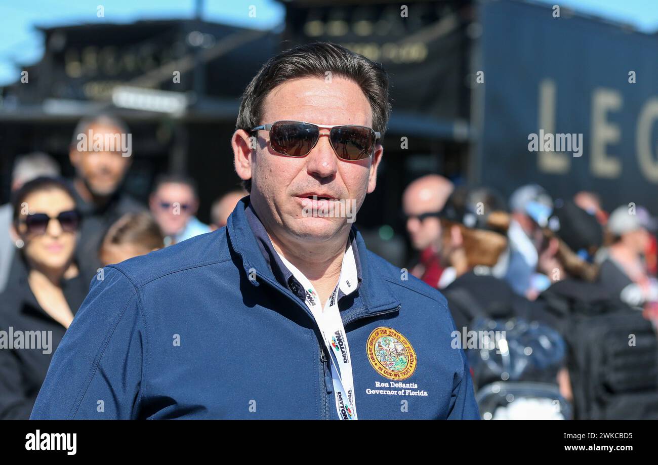Daytona, United States. 19th Feb, 2024. Florida Governor Ron DeSantis ...