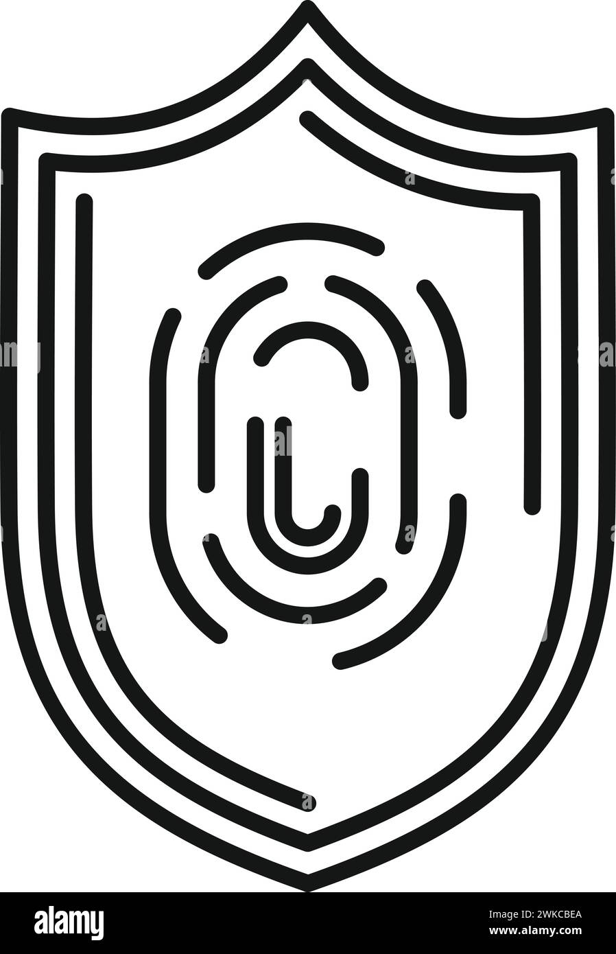 Secured fingerprint icon outline vector. Security software. Breach ...