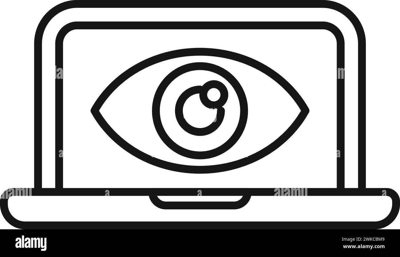 Secured guard eye laptop icon outline vector. Stop theft. Prevent ...