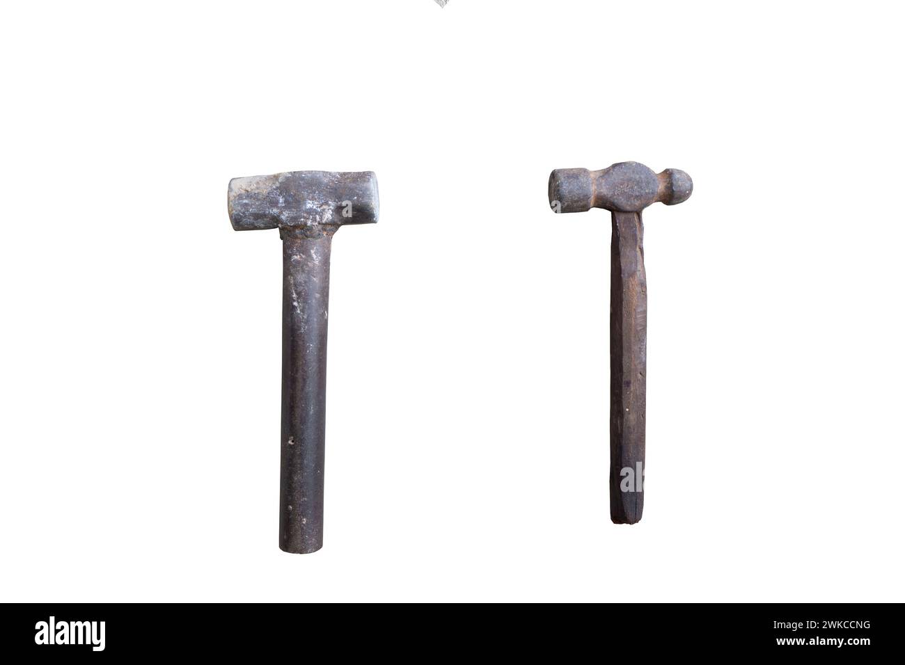 Rusty old hammer isolated on white background, vintage metal tool for ...