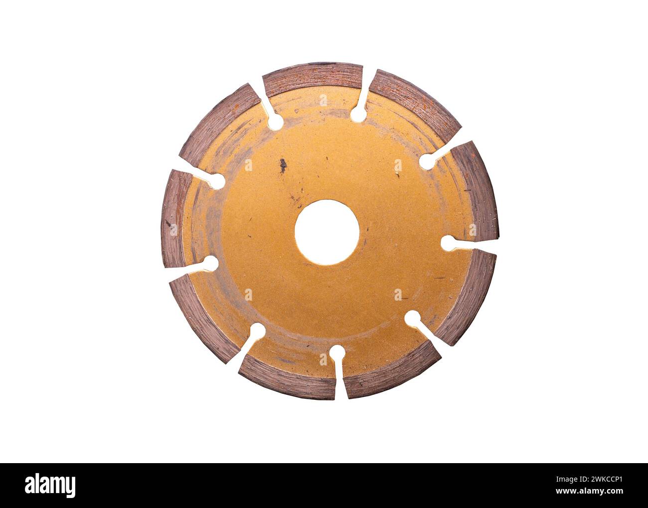 Circular saw blade isolated on white background with car clutch disc ...