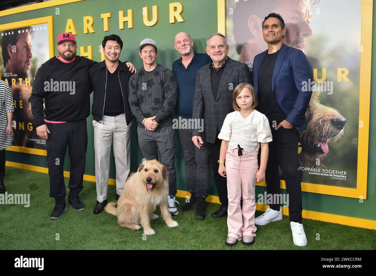 Mikael Lindford, from left, Simu Liu, Mark Wahlberg, Simon Cellan Jones ...