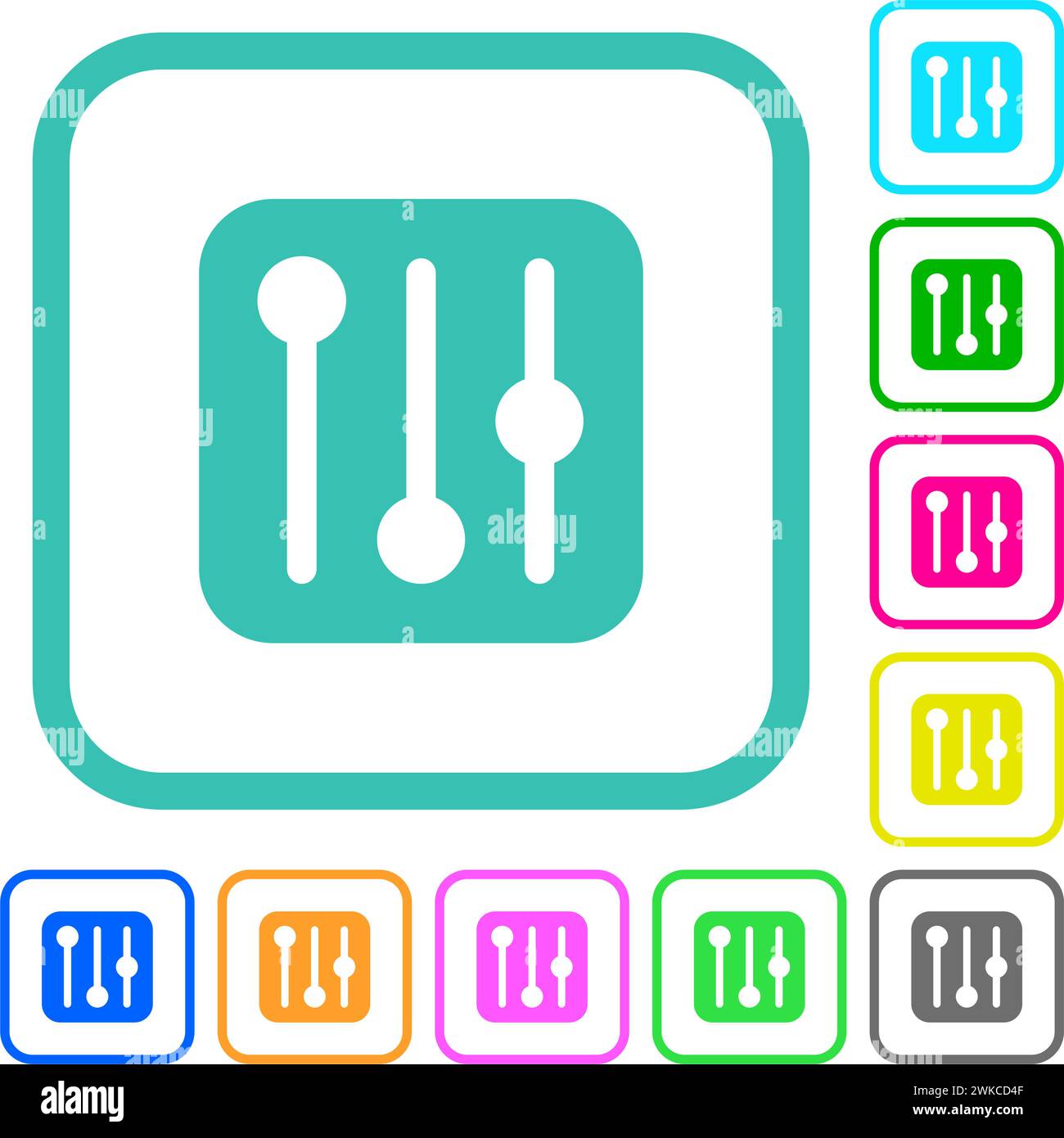 Equalizer solid vivid colored flat icons in curved borders on white ... Equalizer solid vivid colored flat icons in curved borders on white ...
