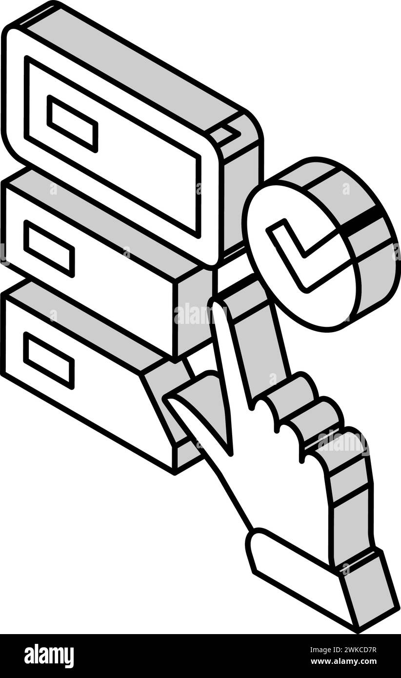 Check isometric mark tick Black and White Stock Photos & Images - Alamy