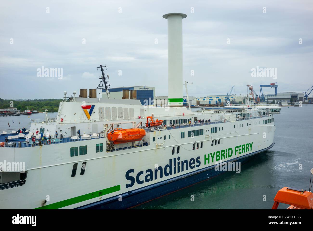 rostock, germany, 19 july 2023, scandlines hybrid ferry in the harbour ...