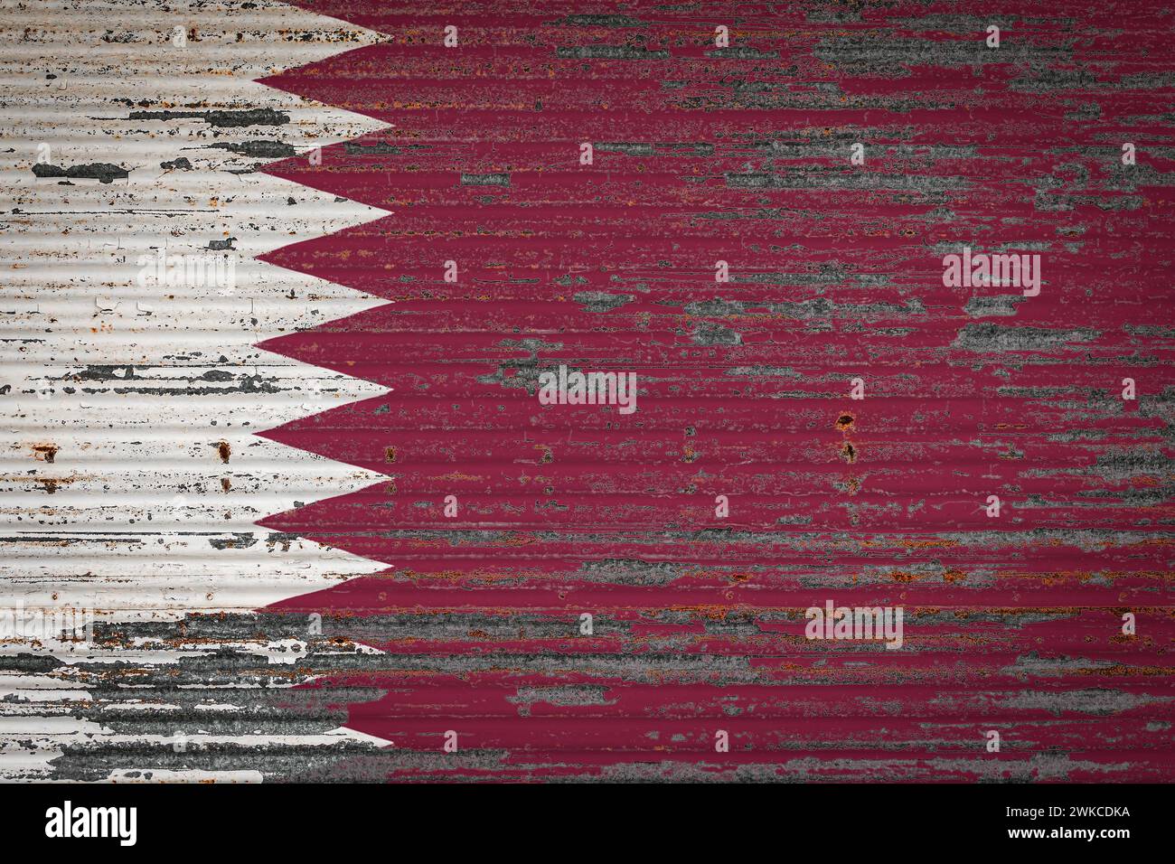 Close-up of old metal wall with national flag of Bahrain. Concept of ...