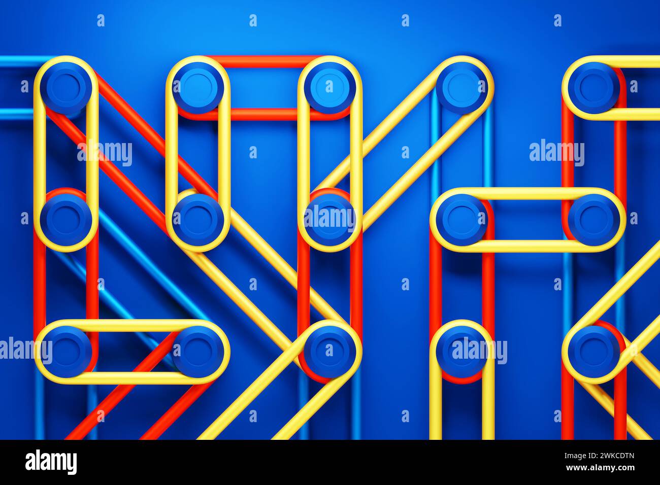 3D illustration, intricate geometric pattern of convex fasteners and ...