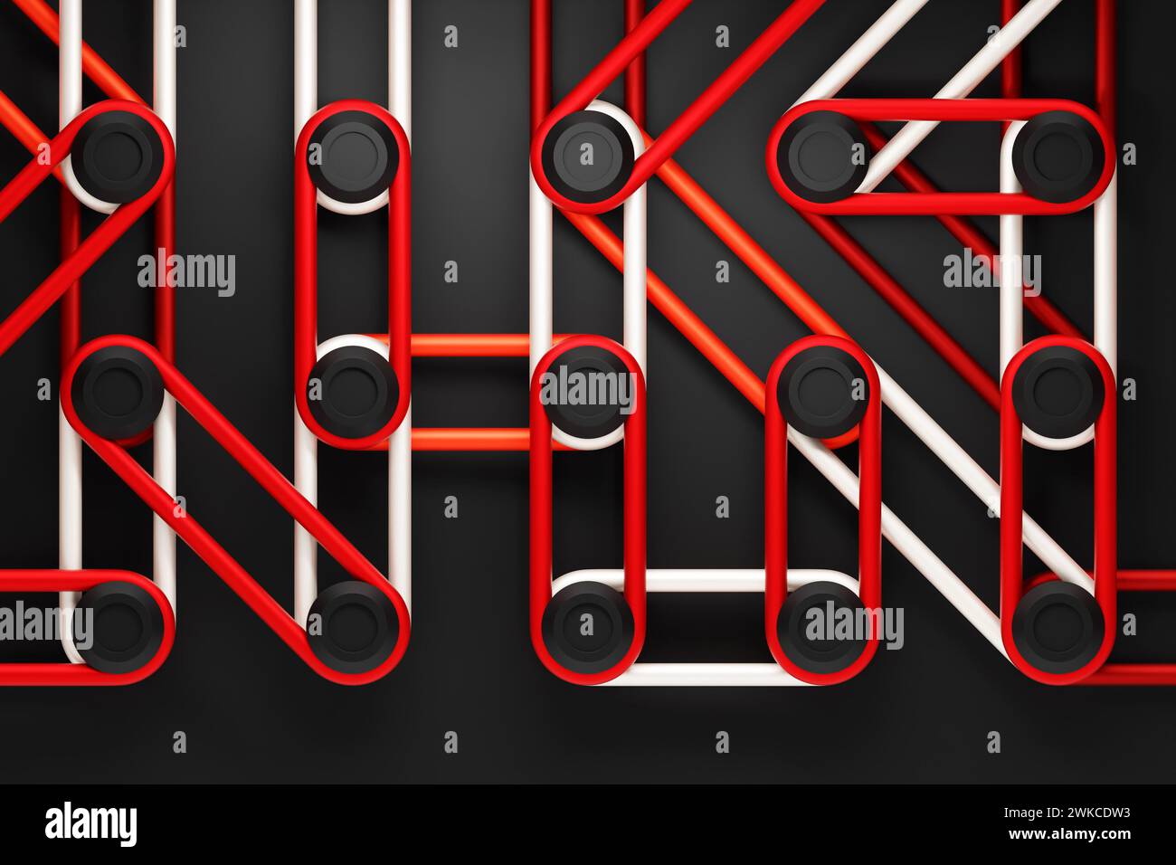 3D illustration, intricate geometric pattern of convex fasteners and ...