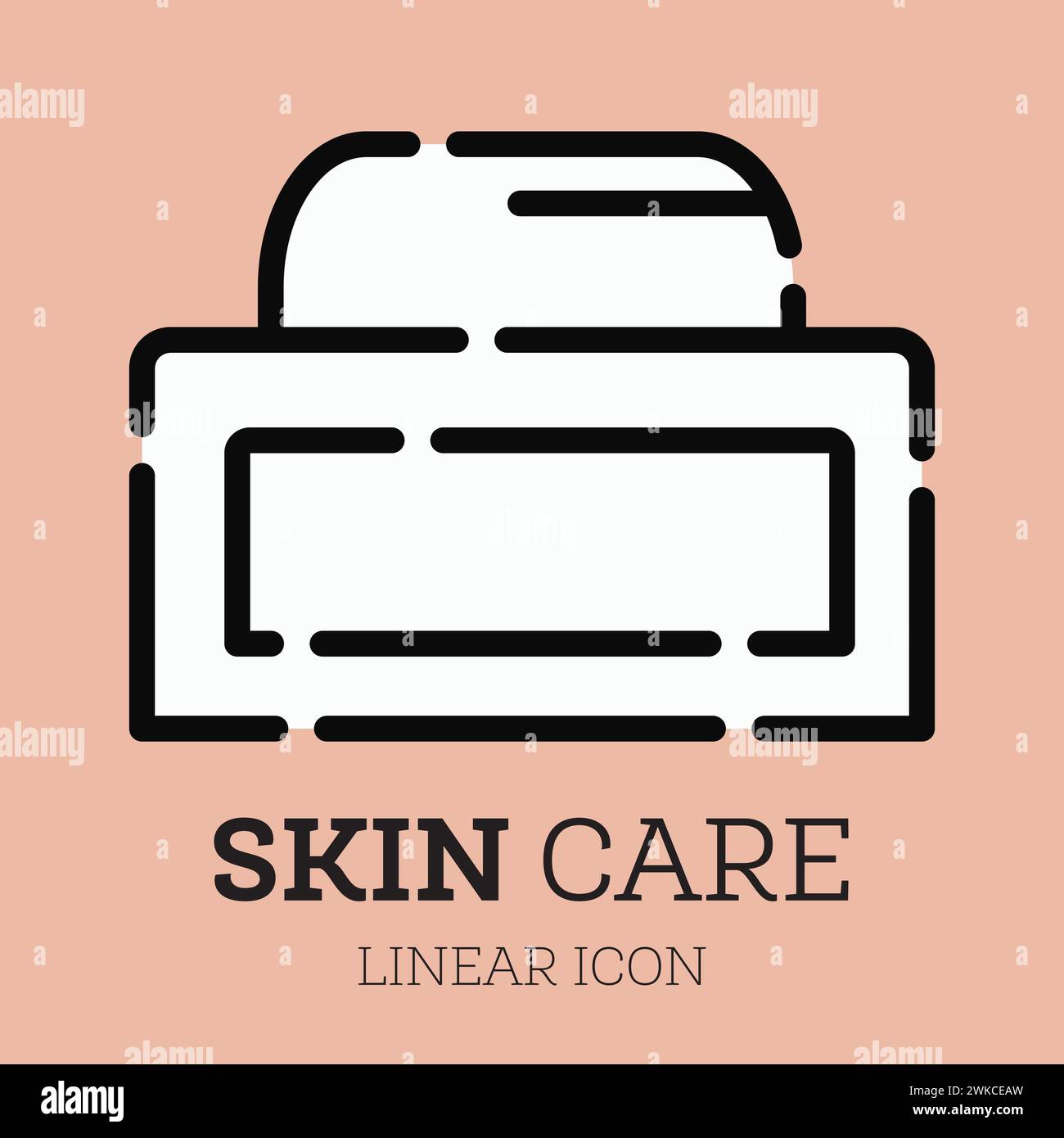 Jar of cosmetics cream. Linear icon. Personal care product. Face cream ...