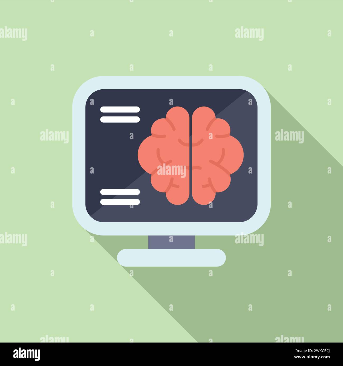 Brain image monitor icon flat vector. Scan mri lab. Body general clinic ...