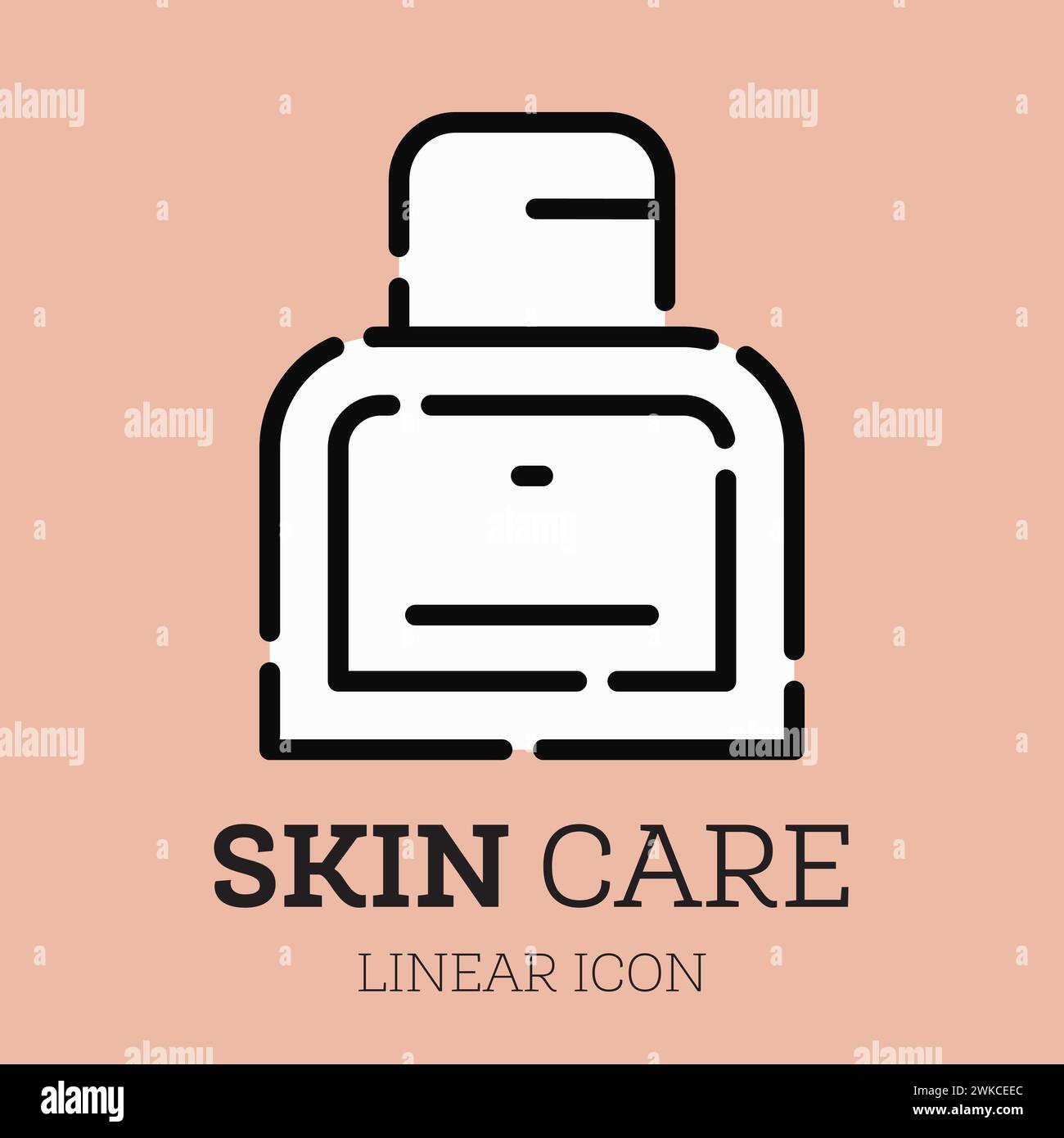 Jar of cosmetics cream. Linear icon. Personal care product. Face cream ...