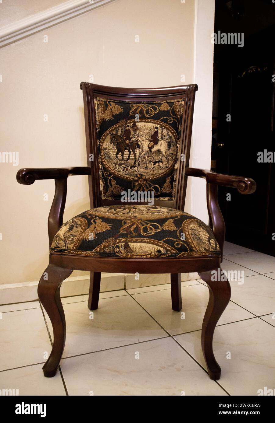 Old money chair with tapestry embellishment Stock Photo - Alamy