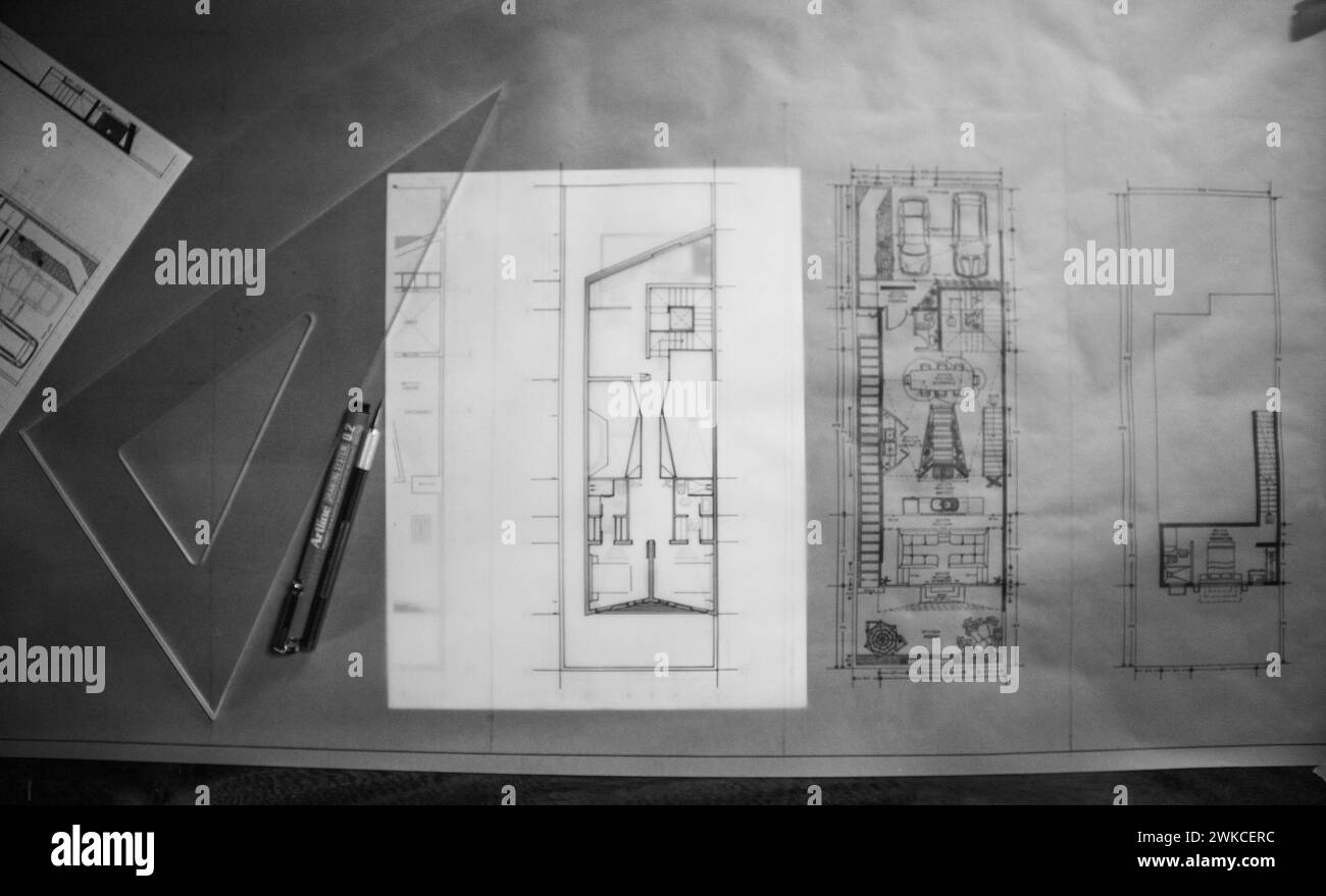 Architecture sketching plans Stock Photo - Alamy