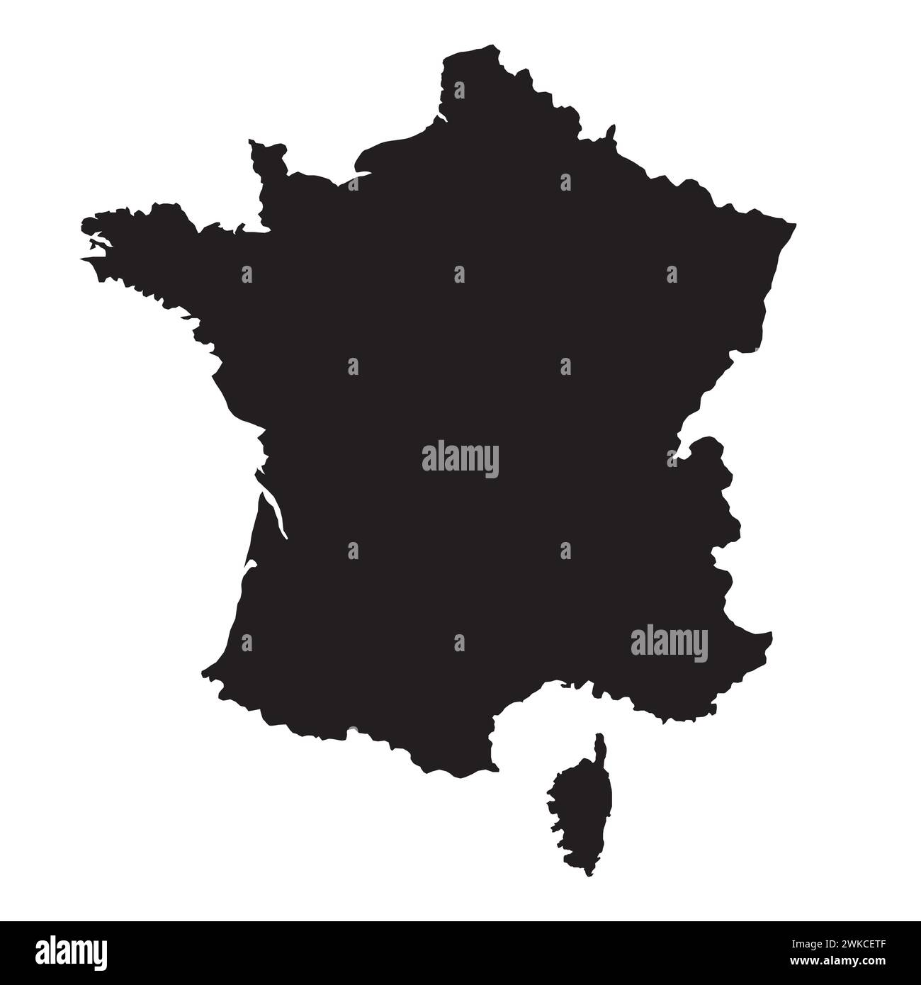 Map of France. Black silhouette on white background. Vector ...