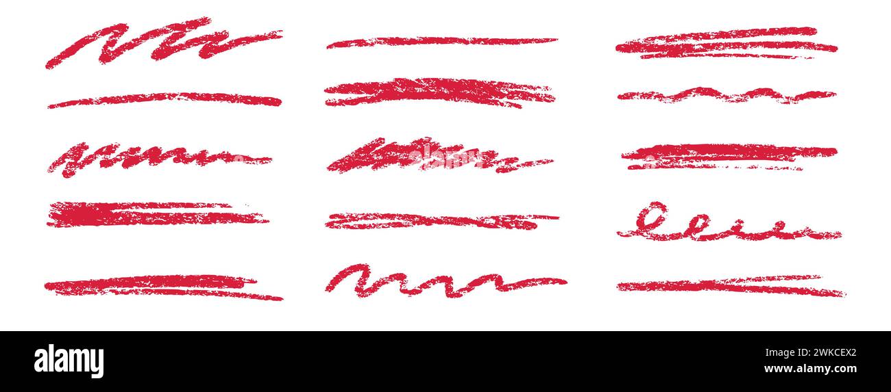 Crayon brush stroke red underline. Chalk pen highlight stroke. Vector ...