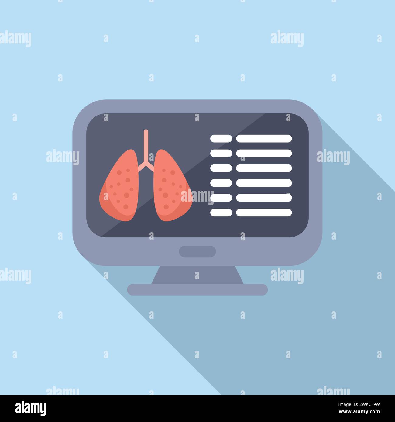 Lungs examination icon flat vector. Scan mri lab. Patient clinic review ...