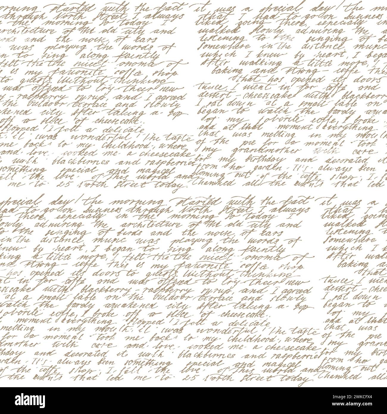 Seamless pattern with hand-written text on a white background. Story ...