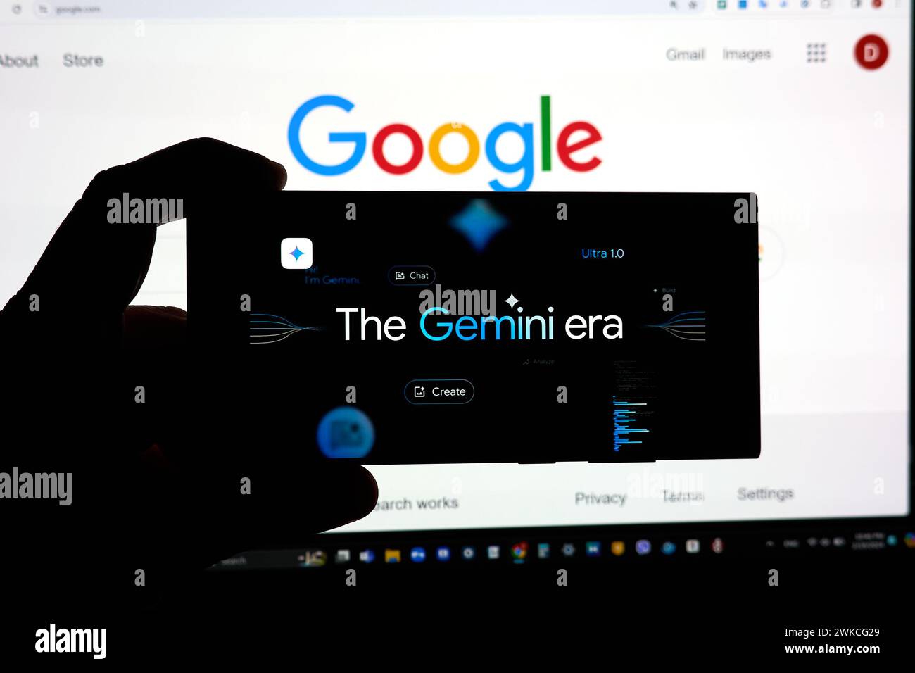 Google Gemini large language model Logo on a screen Stock Photo - Alamy