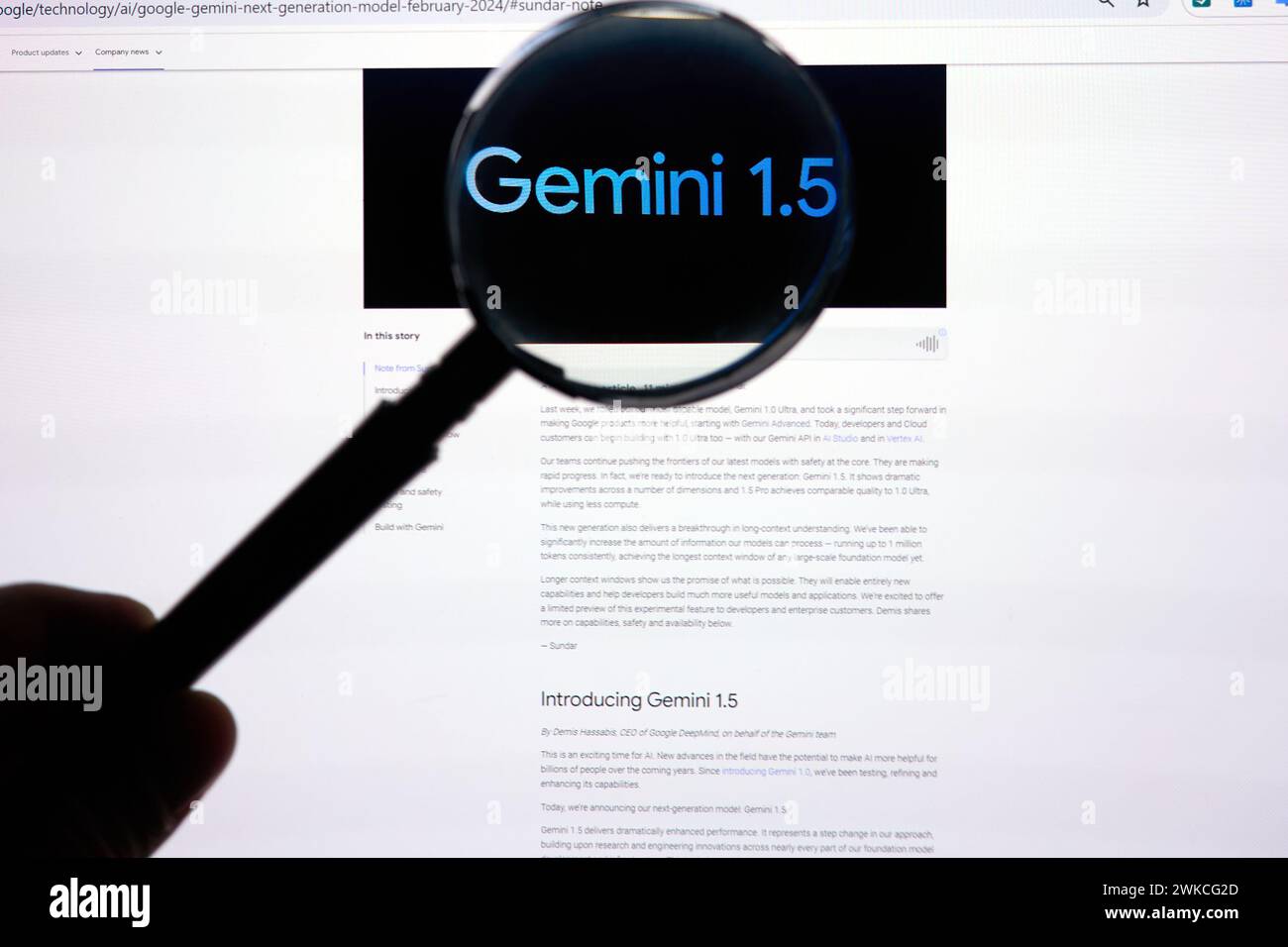 Google Gemini large language model Logo on a screen Stock Photo - Alamy