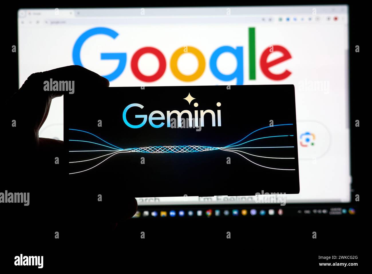 Google Gemini large language model Logo on a screen Stock Photo - Alamy