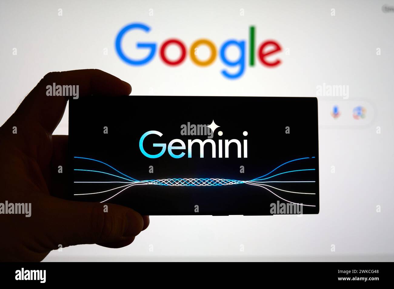 Google Gemini large language model Logo on a screen Stock Photo - Alamy