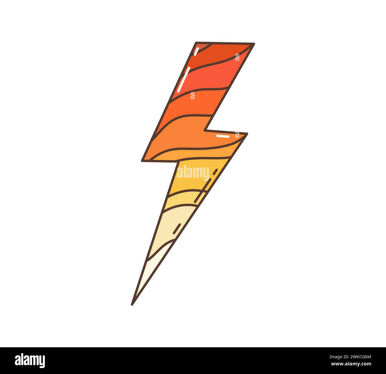 Cartoon retro groovy hippie lightning. Isolated vector flash symbol ...