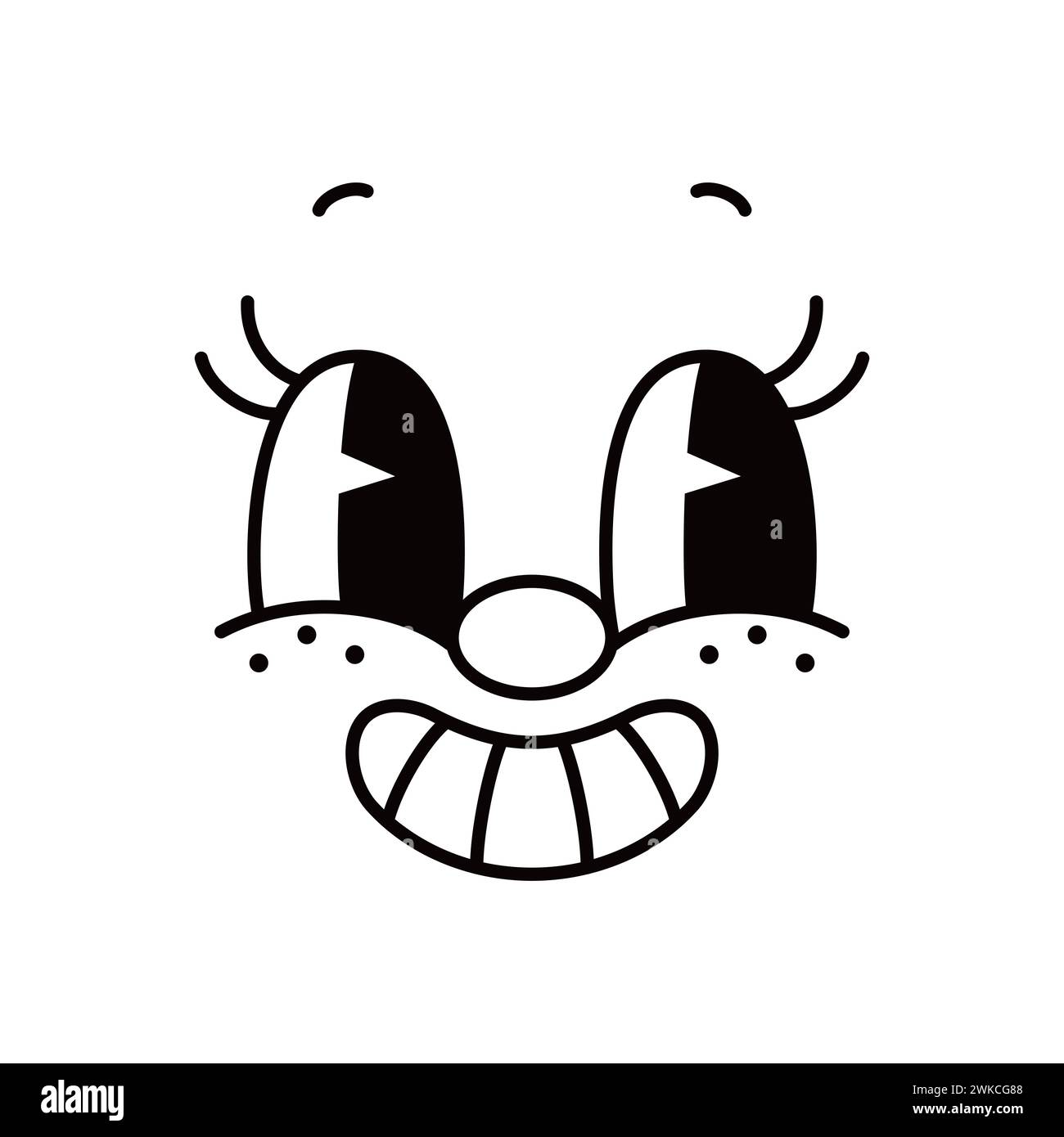 Cartoon emoji face, comic groovie retro emotion eyes, vector funny ...