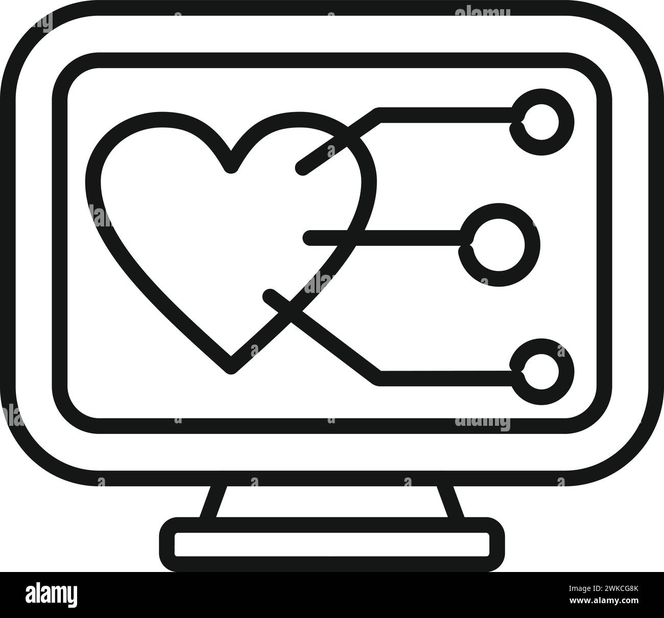 Heart clinic examination icon outline vector. Scan monitor resonance ...