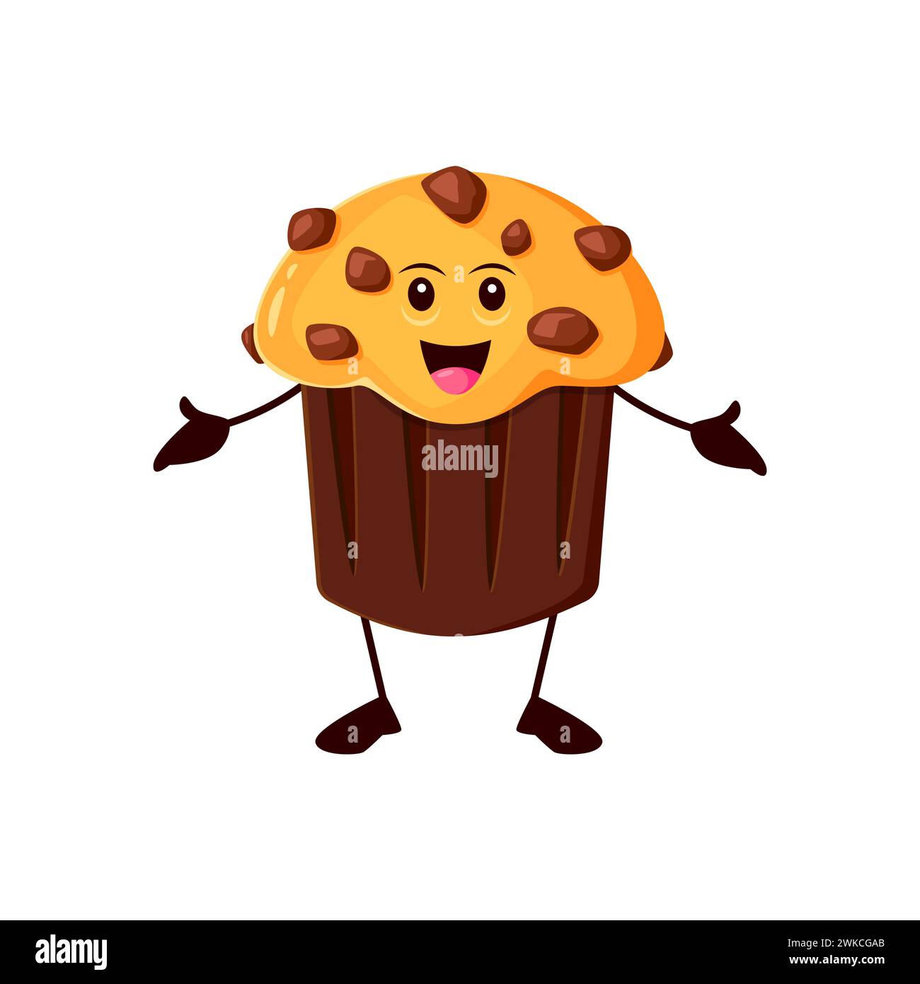 Cartoon funny chocolate muffin bakery character. Isolated vector ...
