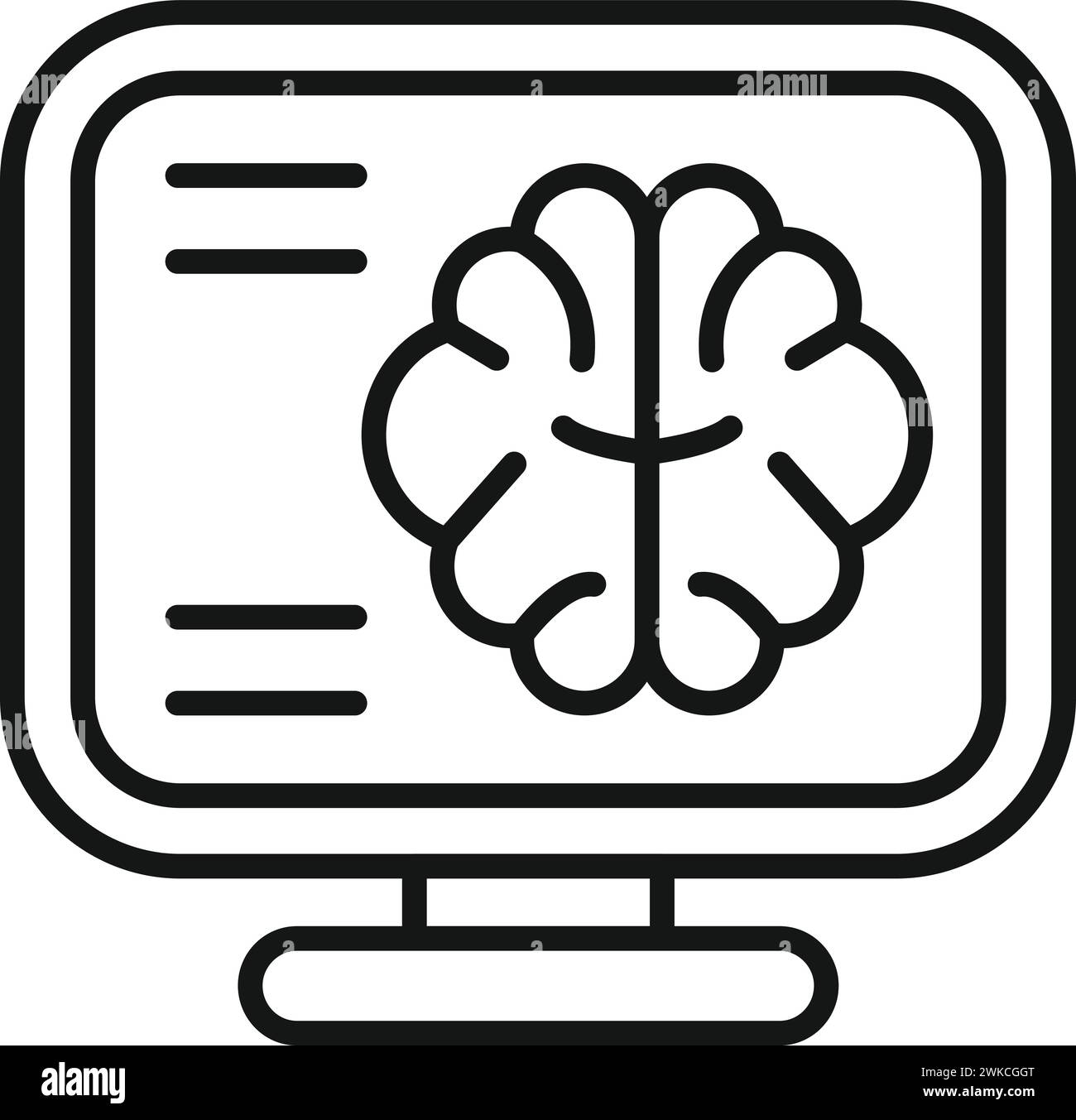 Brain image monitor icon outline vector. Scan mri lab. Body general ...