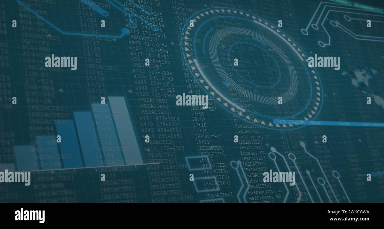 Image of data processing over grid Stock Photo - Alamy