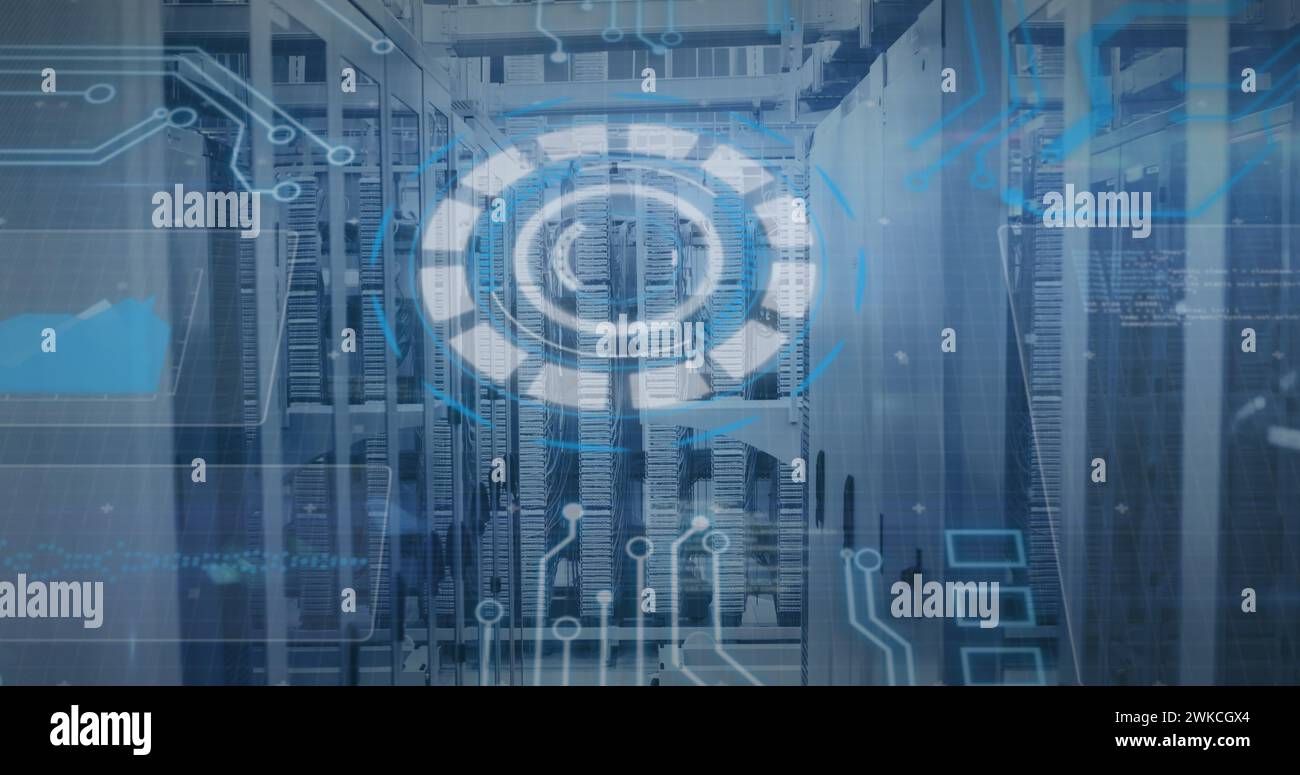 Image of scope scanning over computer servers Stock Photo - Alamy