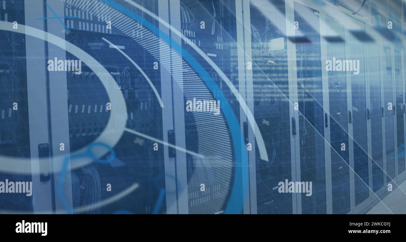 Image of scope scanning over computer servers Stock Photo - Alamy